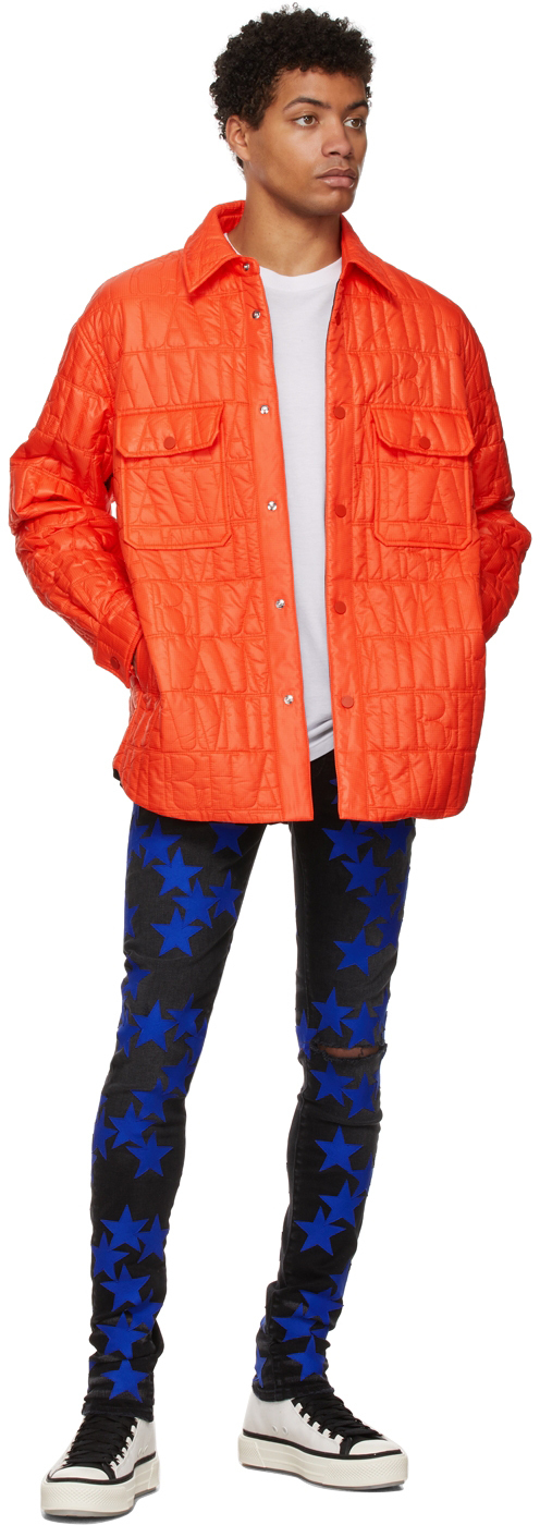 AMIRI Orange Quilted Logo Shirt Jacket Amiri