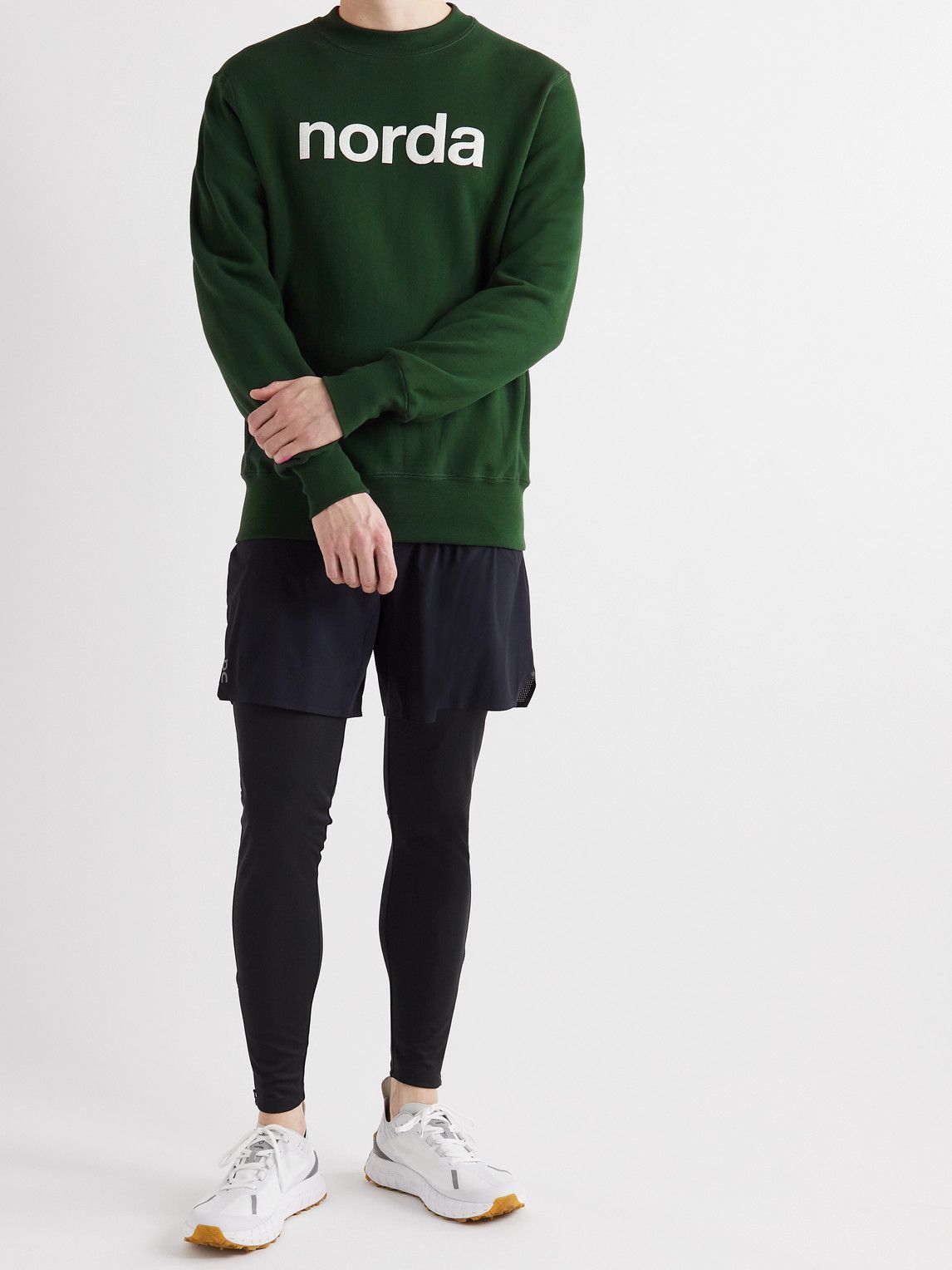 norda - Logo-Flocked Organic French Terry Sweatshirt - Green Norda