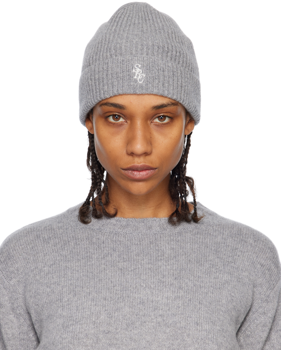 Sporty & Rich Gray Embroidered Beanie Sporty & Rich