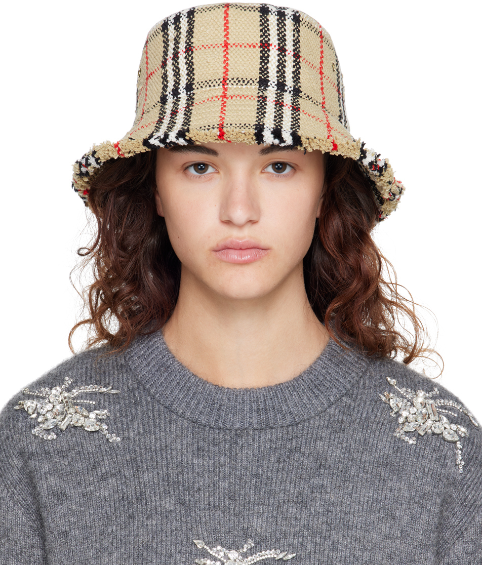 Burberry Beige Check Bucket Hat Burberry