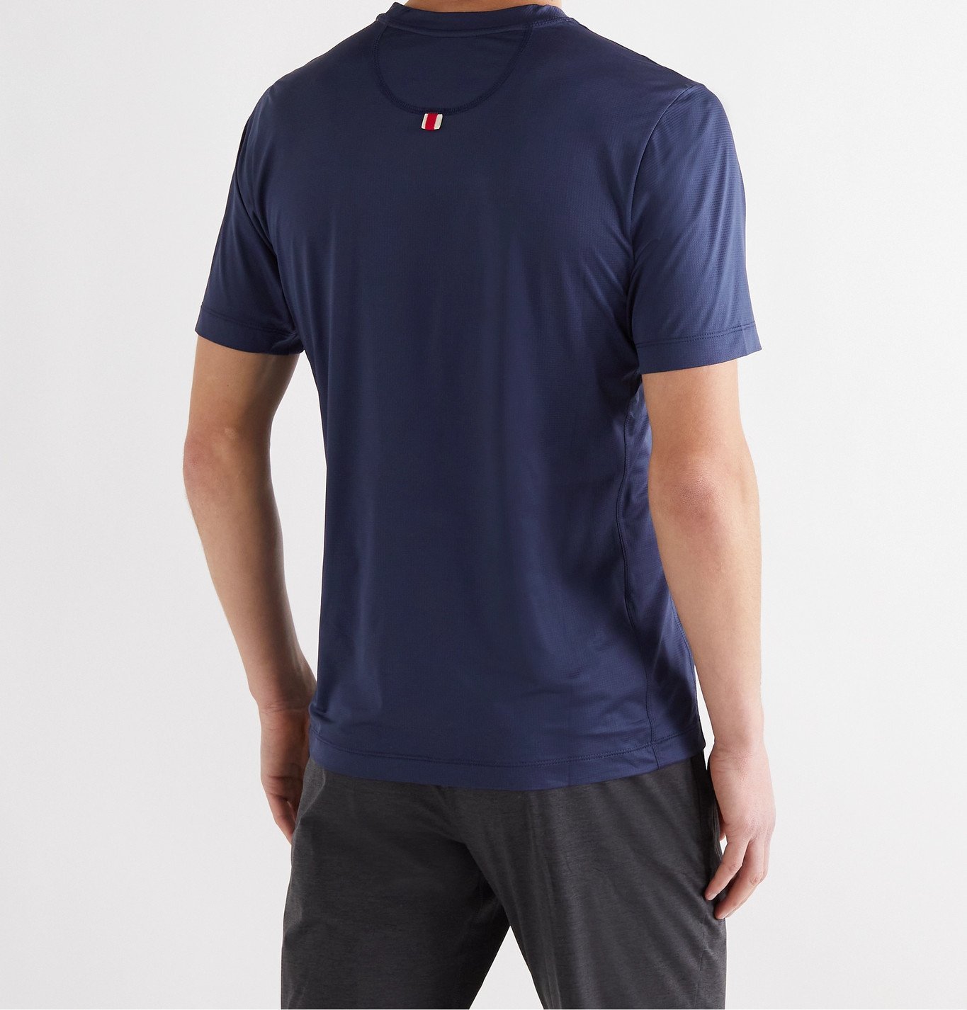 TRACKSMITH - Twilight Logo-Appliquéd Stretch-Mesh T-Shirt - Blue Tracksmith
