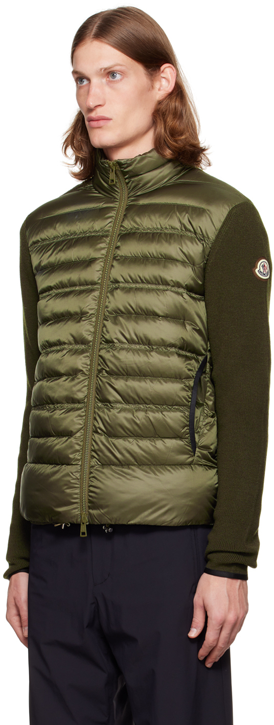 Moncler Khaki Paneled Down Jacket Moncler
