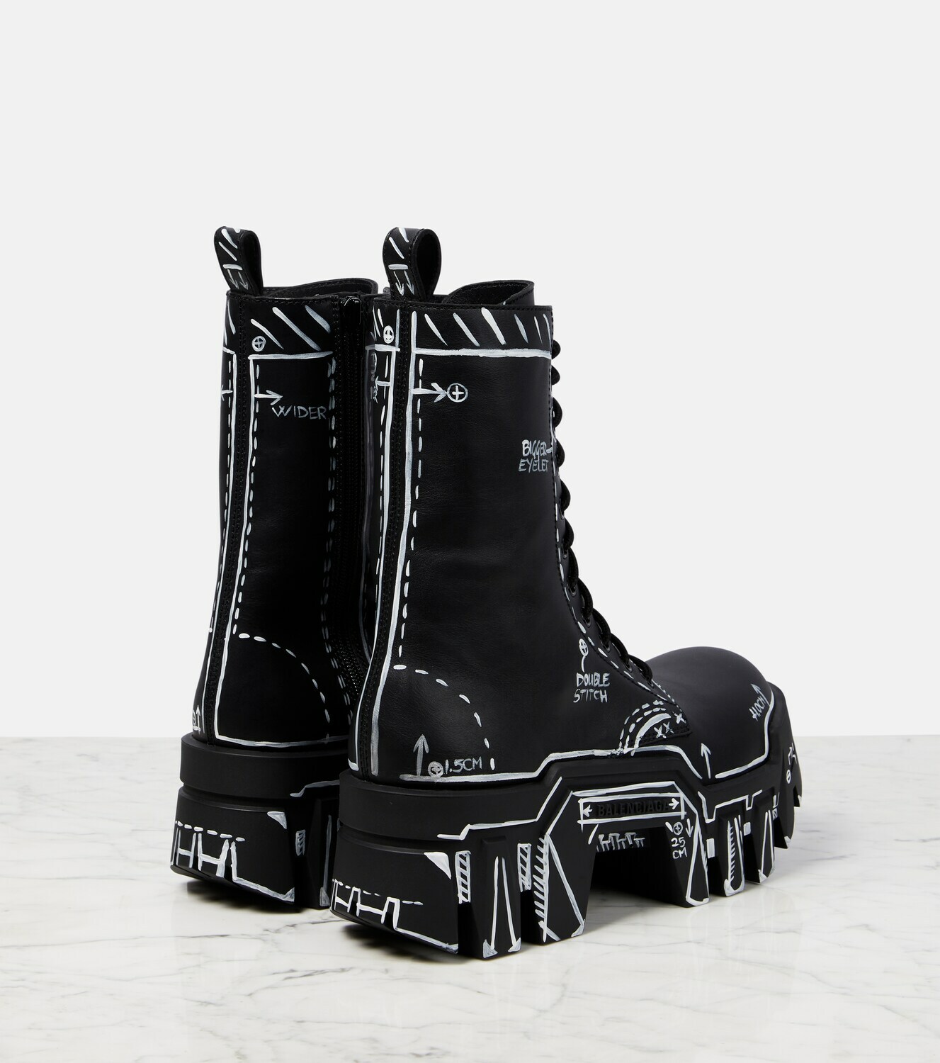 Balenciaga - Bulldozer lace-up leather ankle boots Balenciaga