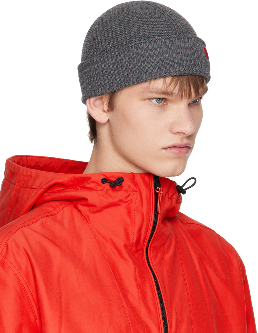 Hugo Gray Rib Knit Beanie Hugo Boss