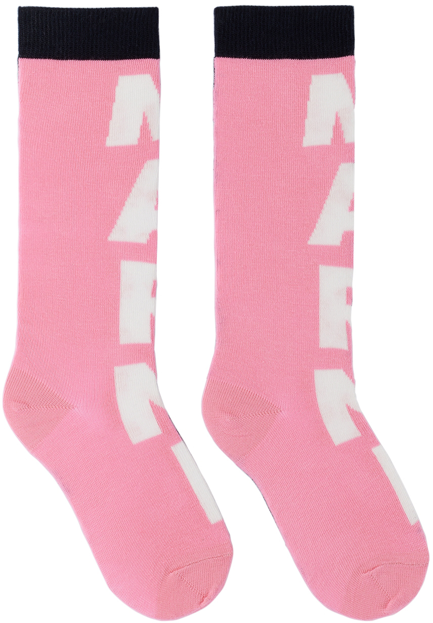 Marni Kids Pink Vertical Logo Socks Marni