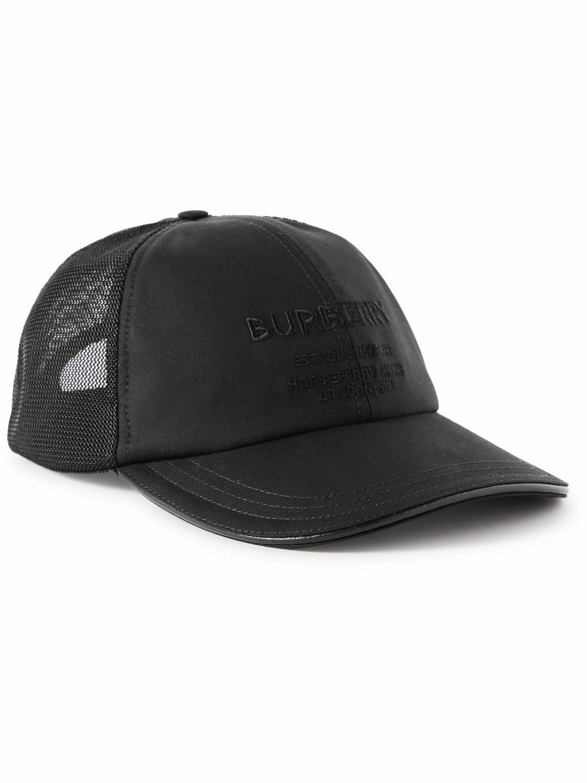 Burberry - Logo-Embroidered Cotton-Twill and Mesh Baseball Cap - Black ...