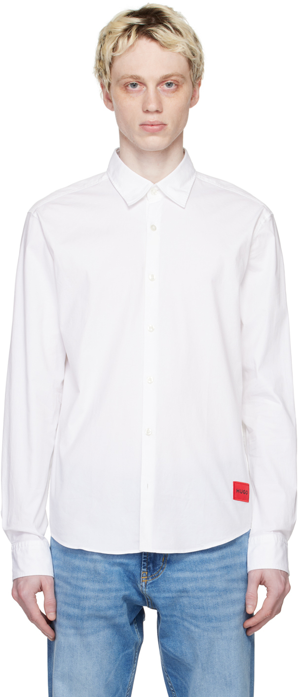 Hugo White Patch Shirt Hugo Boss