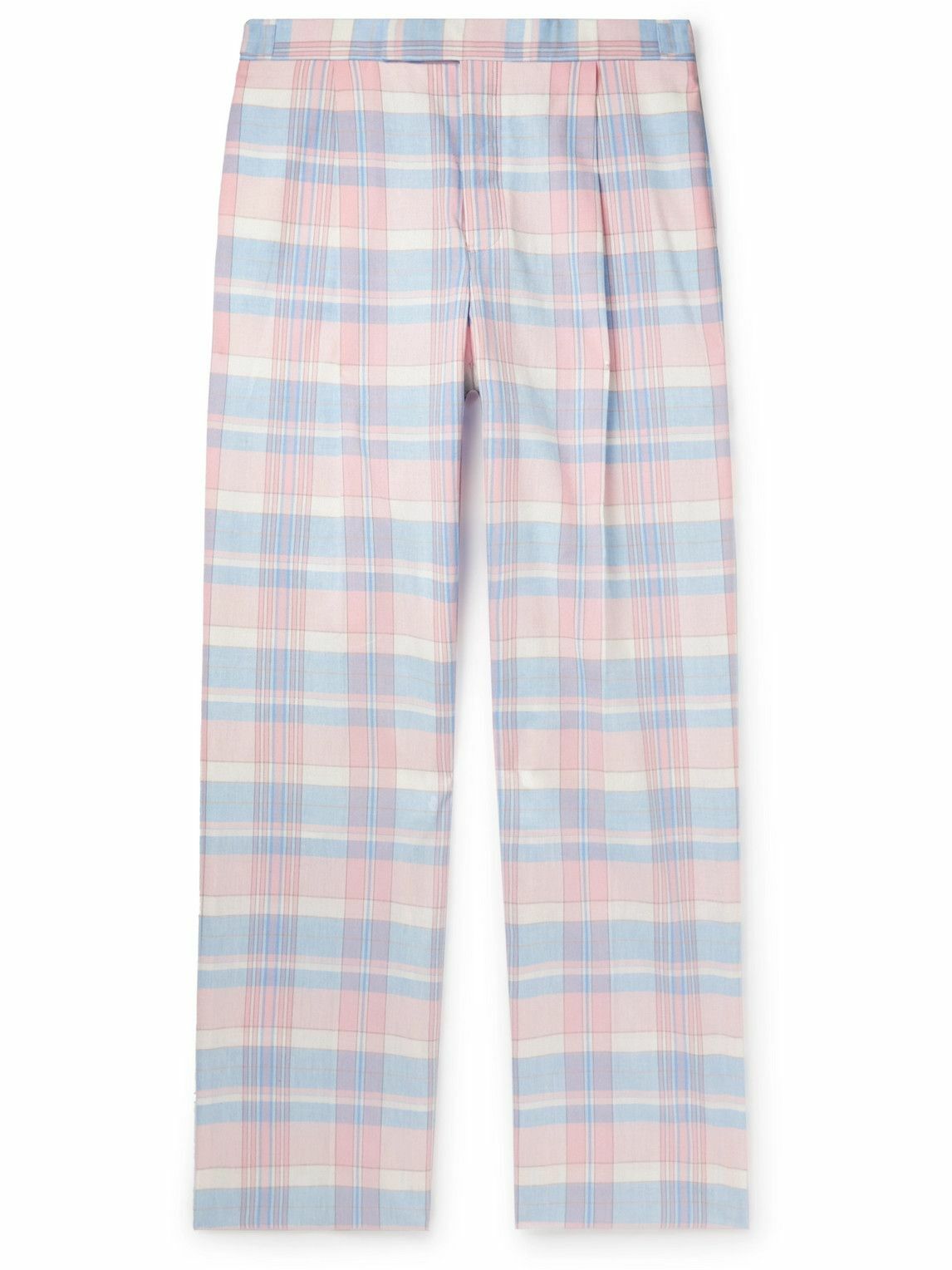 Thom Browne - Straight-Leg Checked Cotton-Twill Suit Trousers - Pink ...