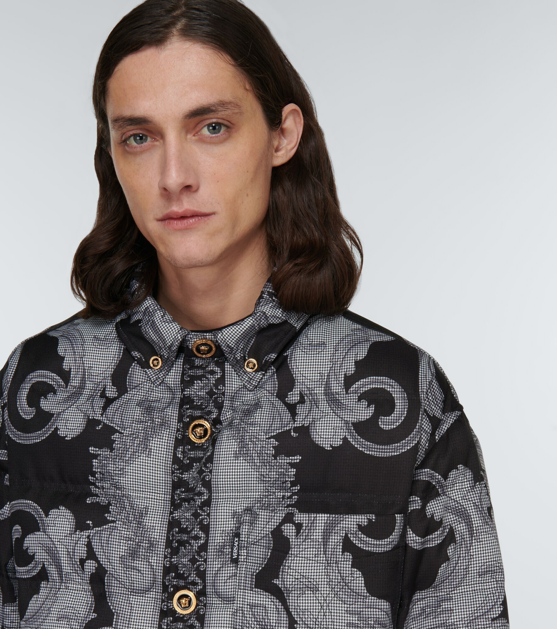 Versace - Silver Baroque print puffer jacket Versace