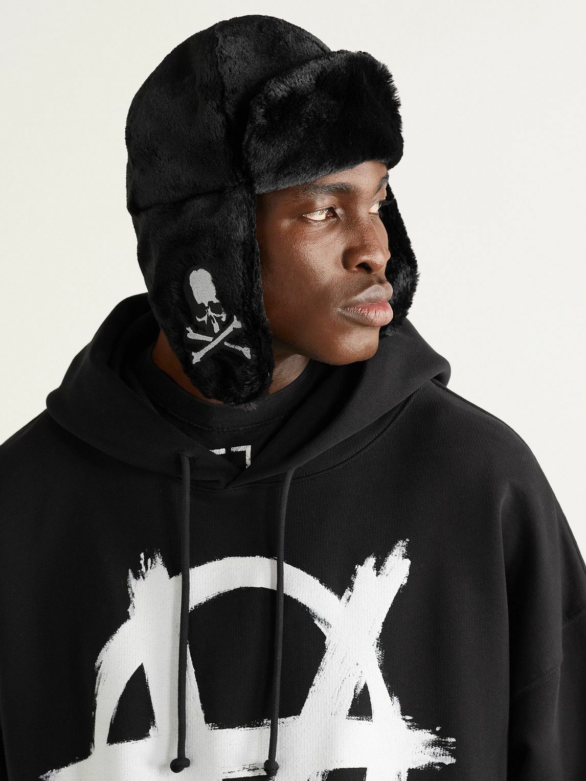 Mastermind World - Embroidered Faux Fur Trapper Hat - Black MASTERMIND ...