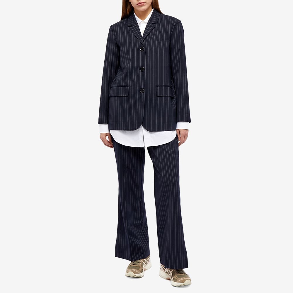 Soulland Women's Penelope blazer in Navy Pinstripes Soulland