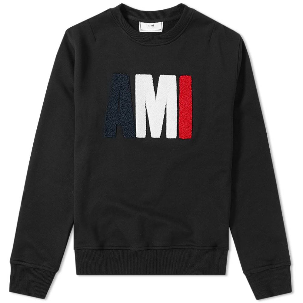 AMI Tricolour Classic Crew Sweat Black AMI Alexandre Mattiussi