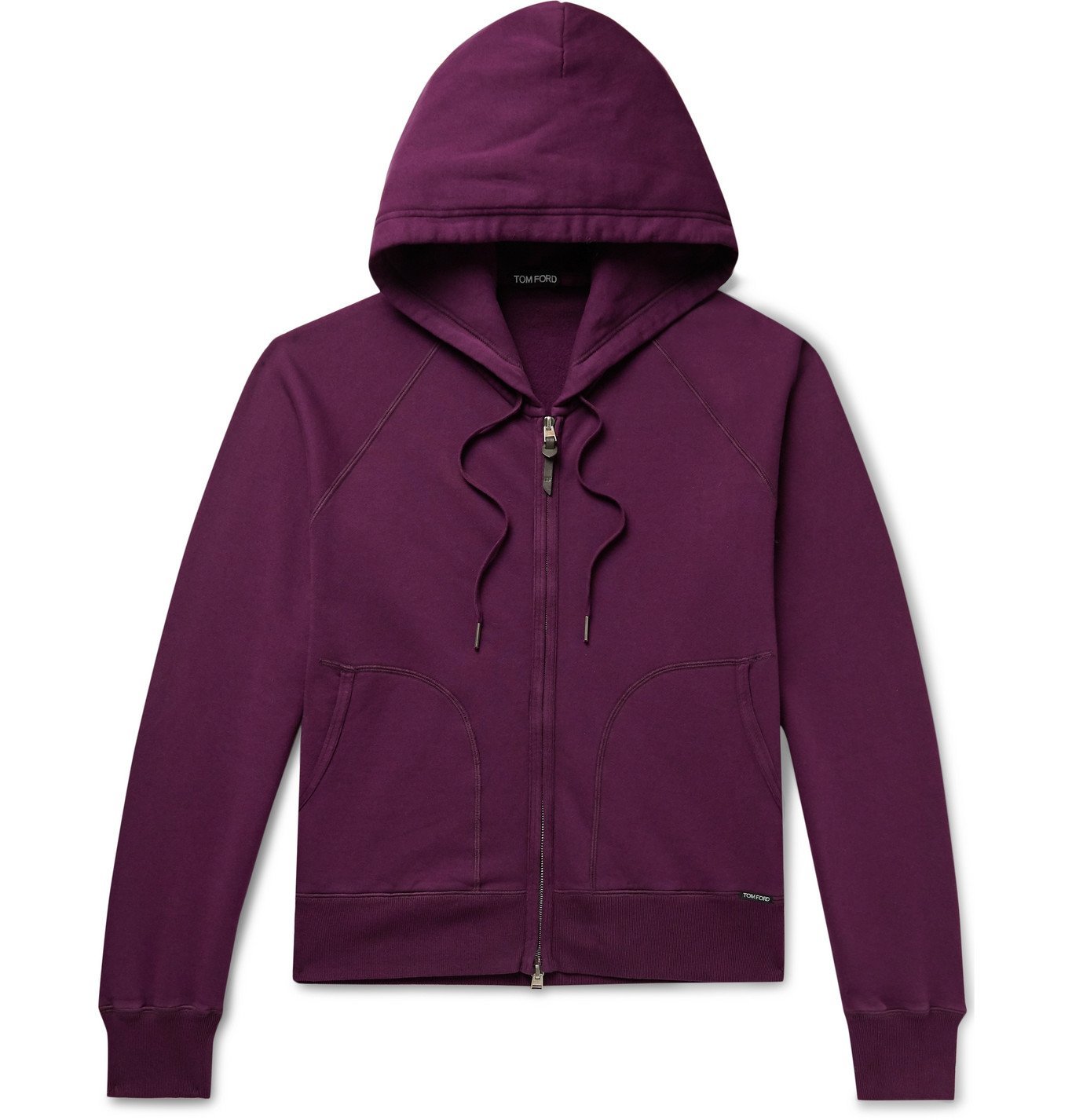 TOM FORD - Fleece-Back Cotton-Jersey Zip-Up Hoodie - Purple TOM FORD