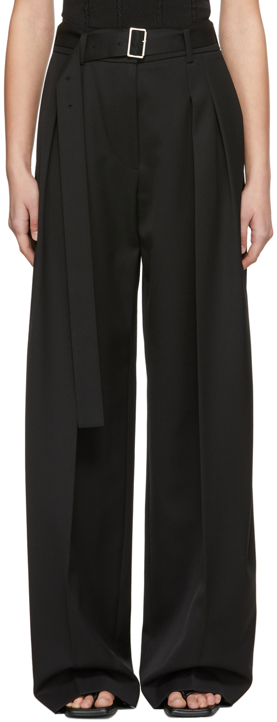 System Black Polyester Trousers System