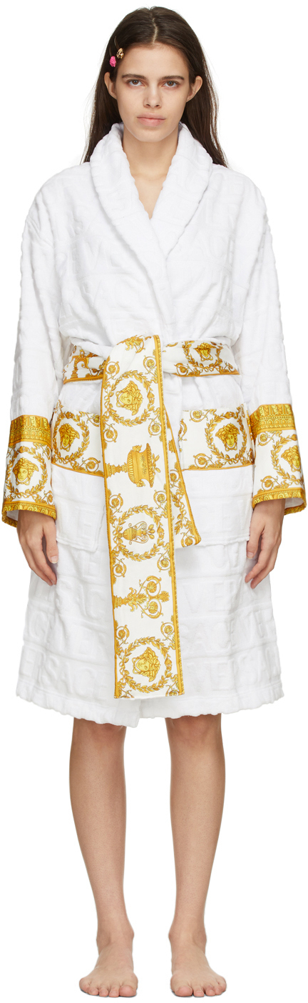 Versace Underwear White I Heart Baroque Bath Robe Versace Underwear