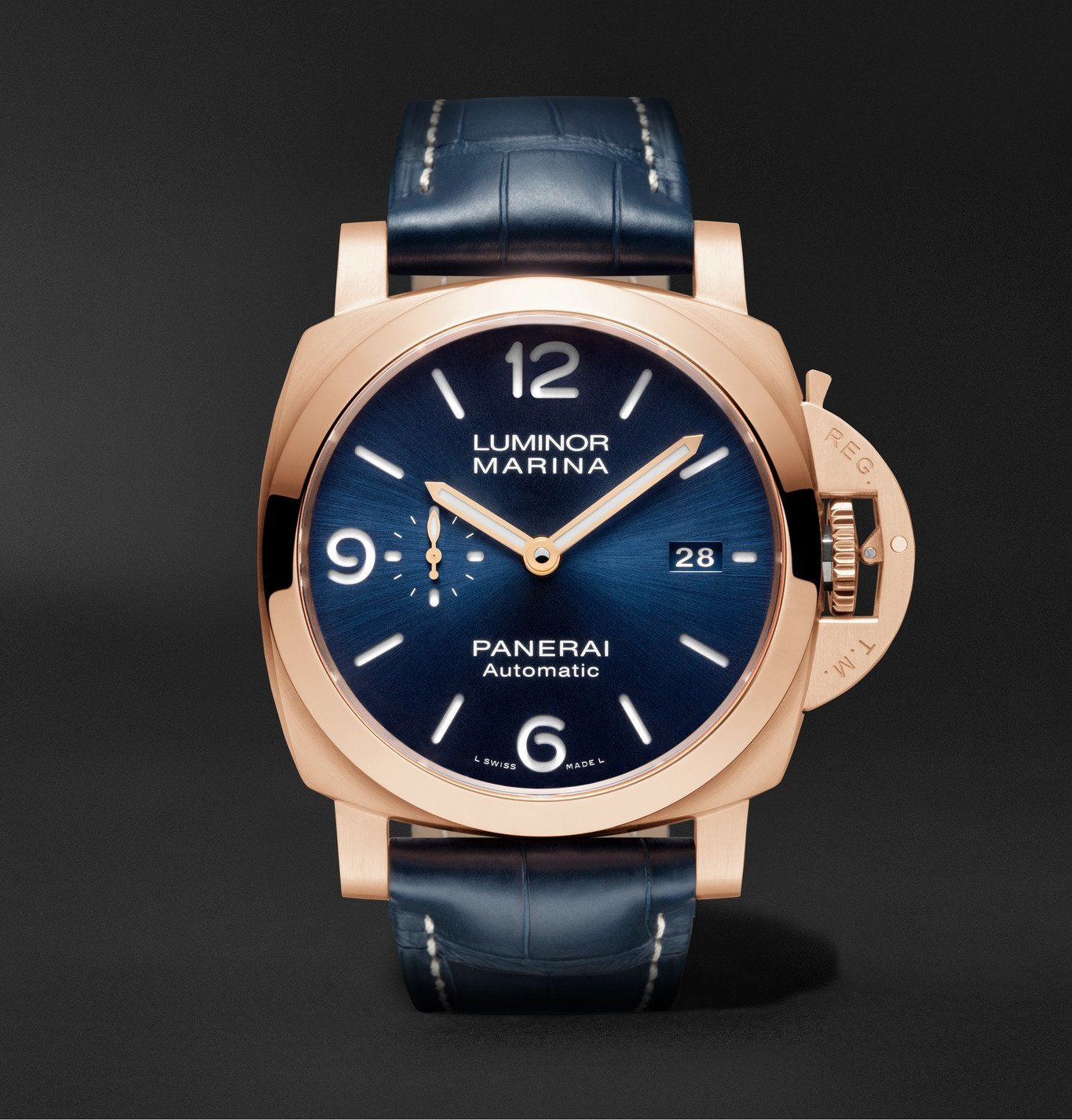 Panerai - Luminor Marina Sole Blu Automatic 44mm Goldtech and Alligator ...