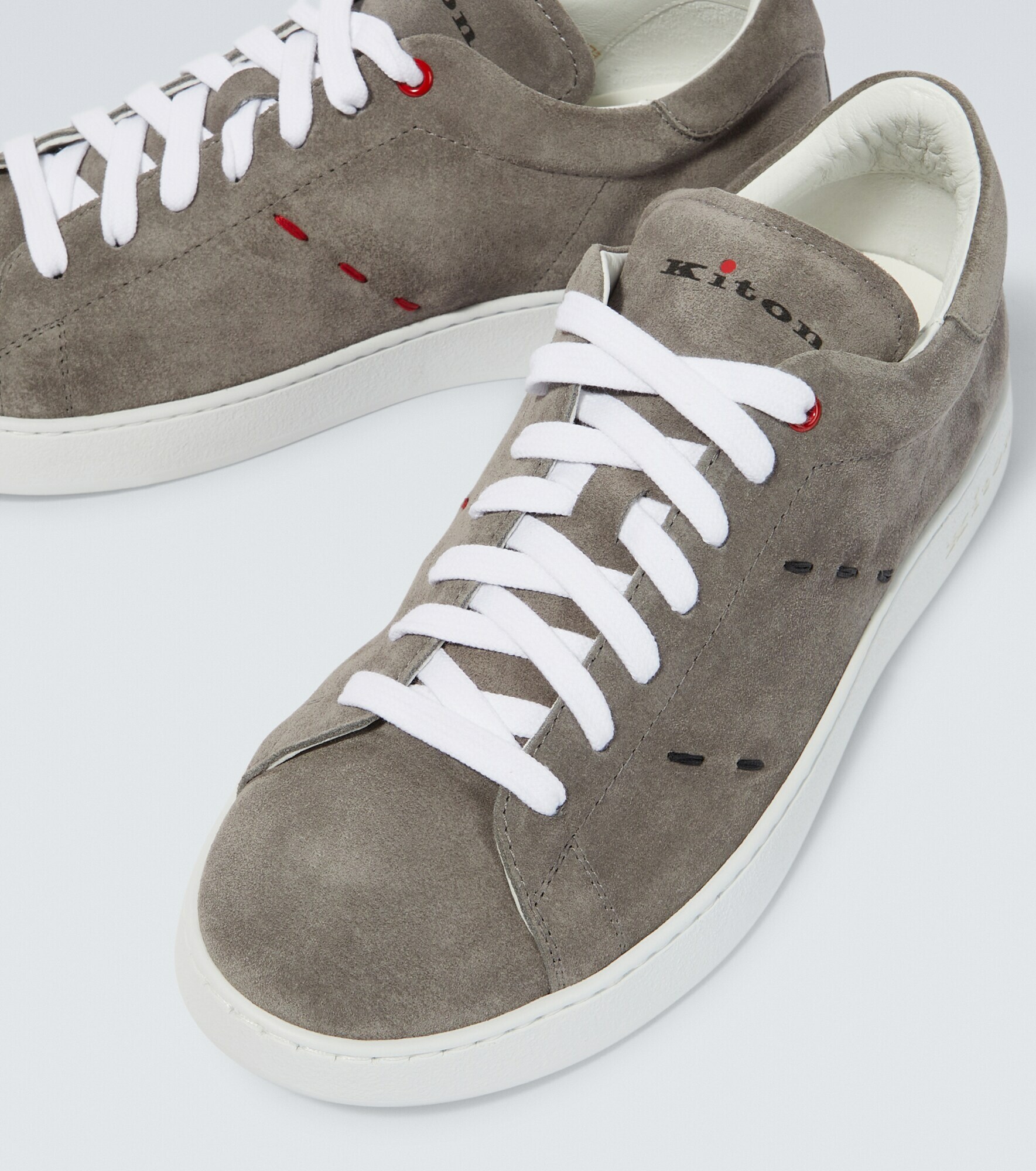 Kiton - Topstitched suede sneakers Kiton