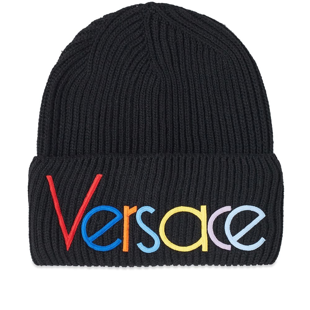 Versace Multicoloured 80s Embroidered Logo Beanie Versace