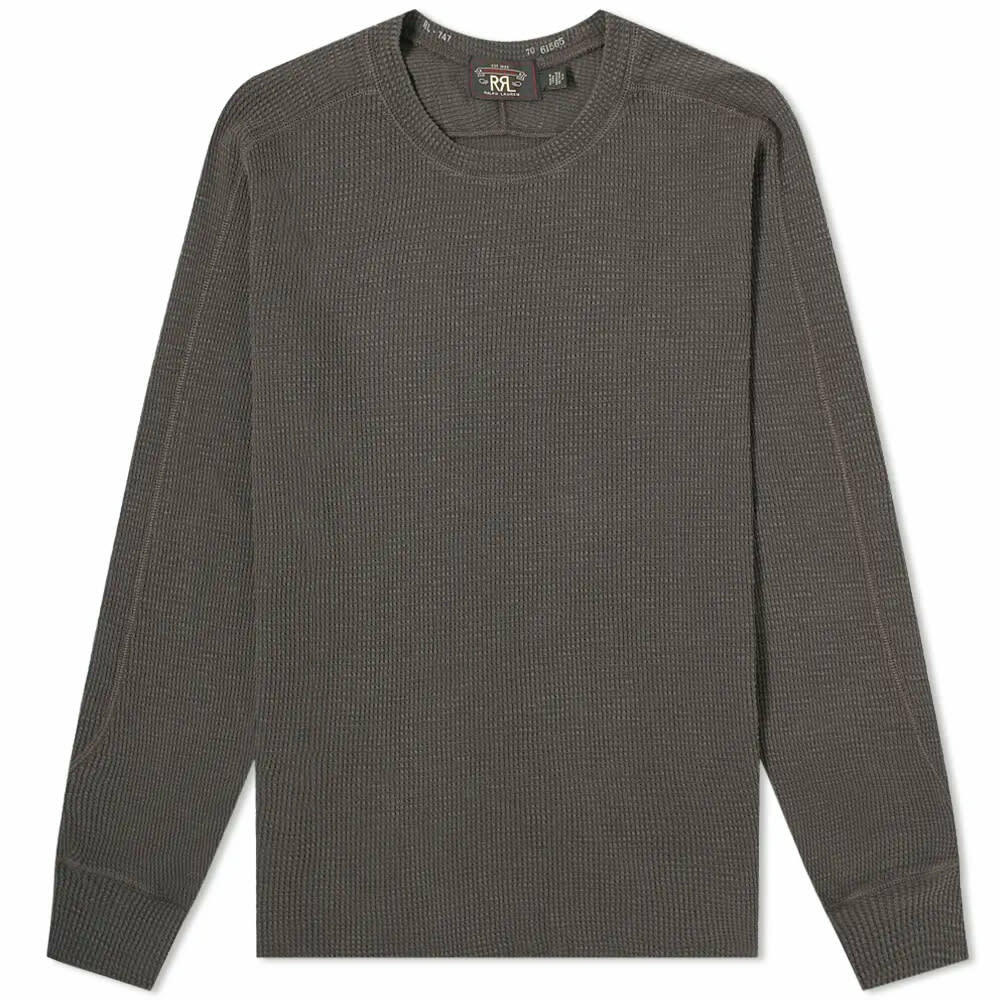 RRL Men's Long Sleeve T-Shirt in Faded Black Canvas RRL