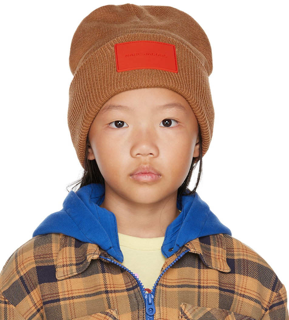 Marc Jacobs Kids Orange Logo Patch Beanie Marc Jacobs