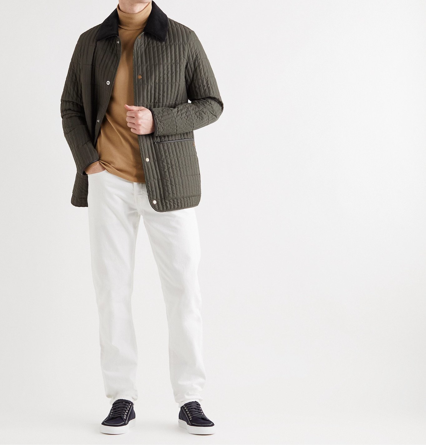 DUNHILL - Rolla Leather-Trimmed Quilted Shell Jacket - Green Dunhill