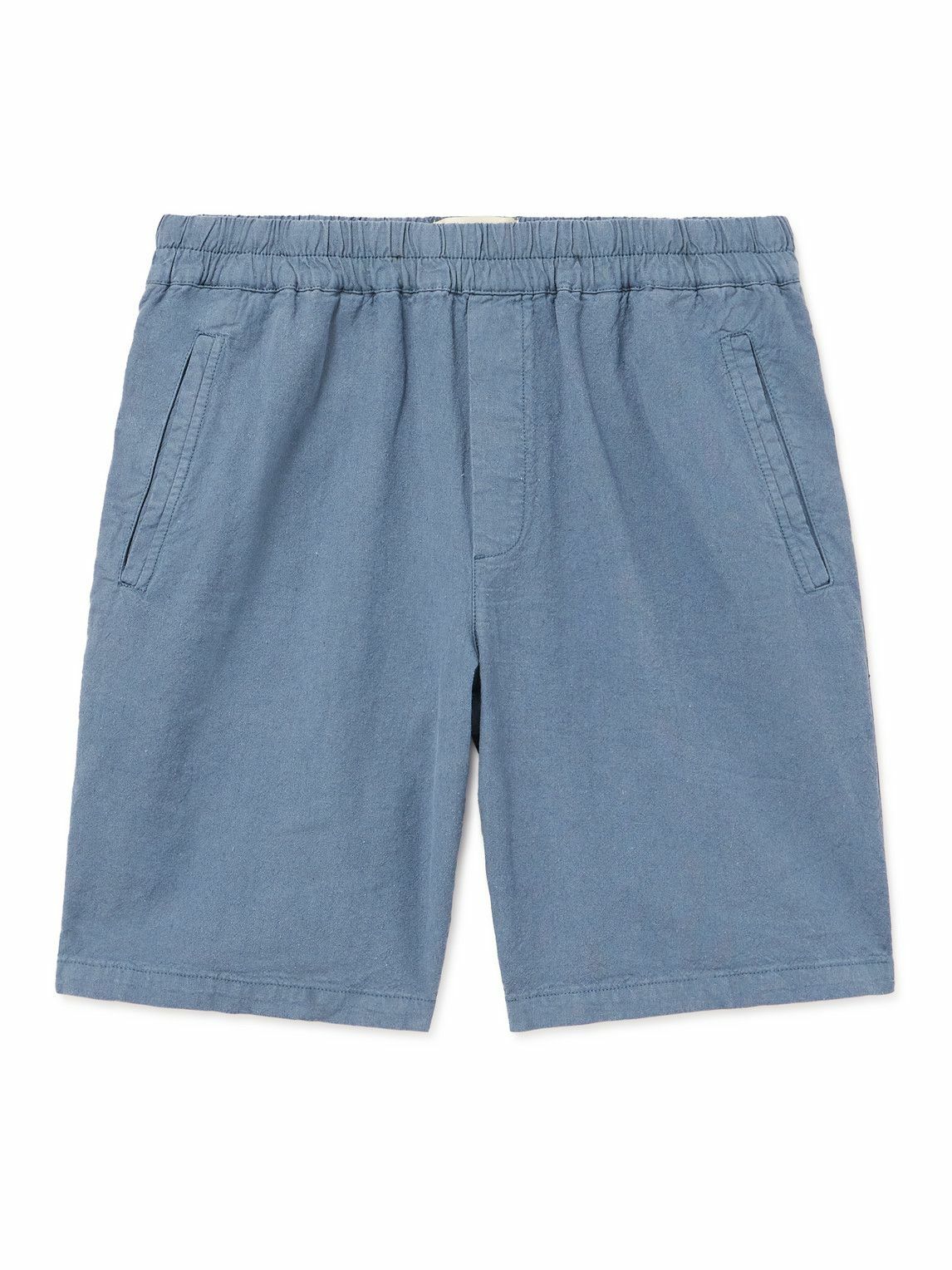 Folk - Straight-Leg Linen and Cotton-Blend Shorts - Blue Folk