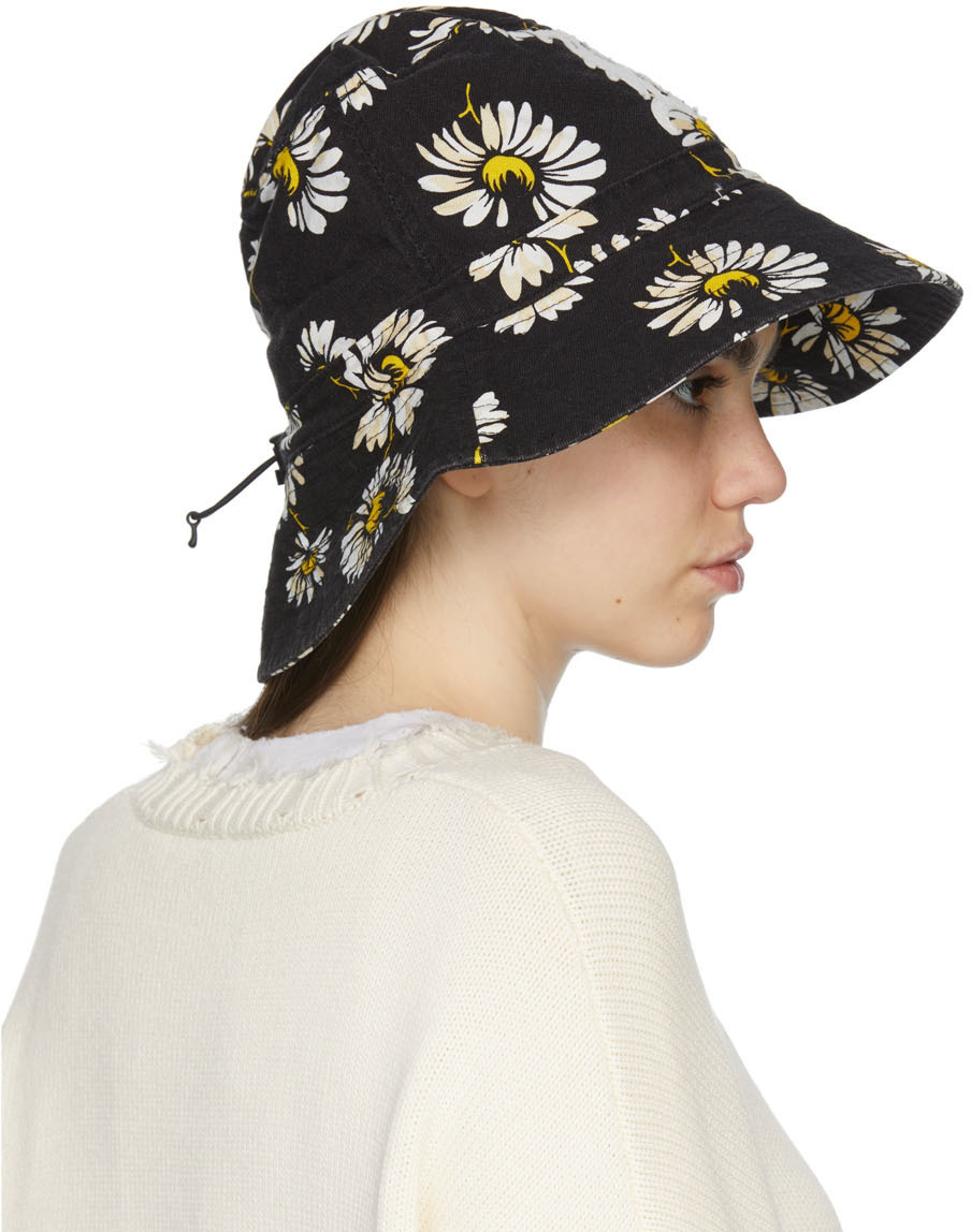 R13 Black Oversized Bucket Hat R13