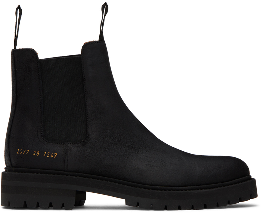 Common Projects Black Stamped Chelsea Boots Common Projects