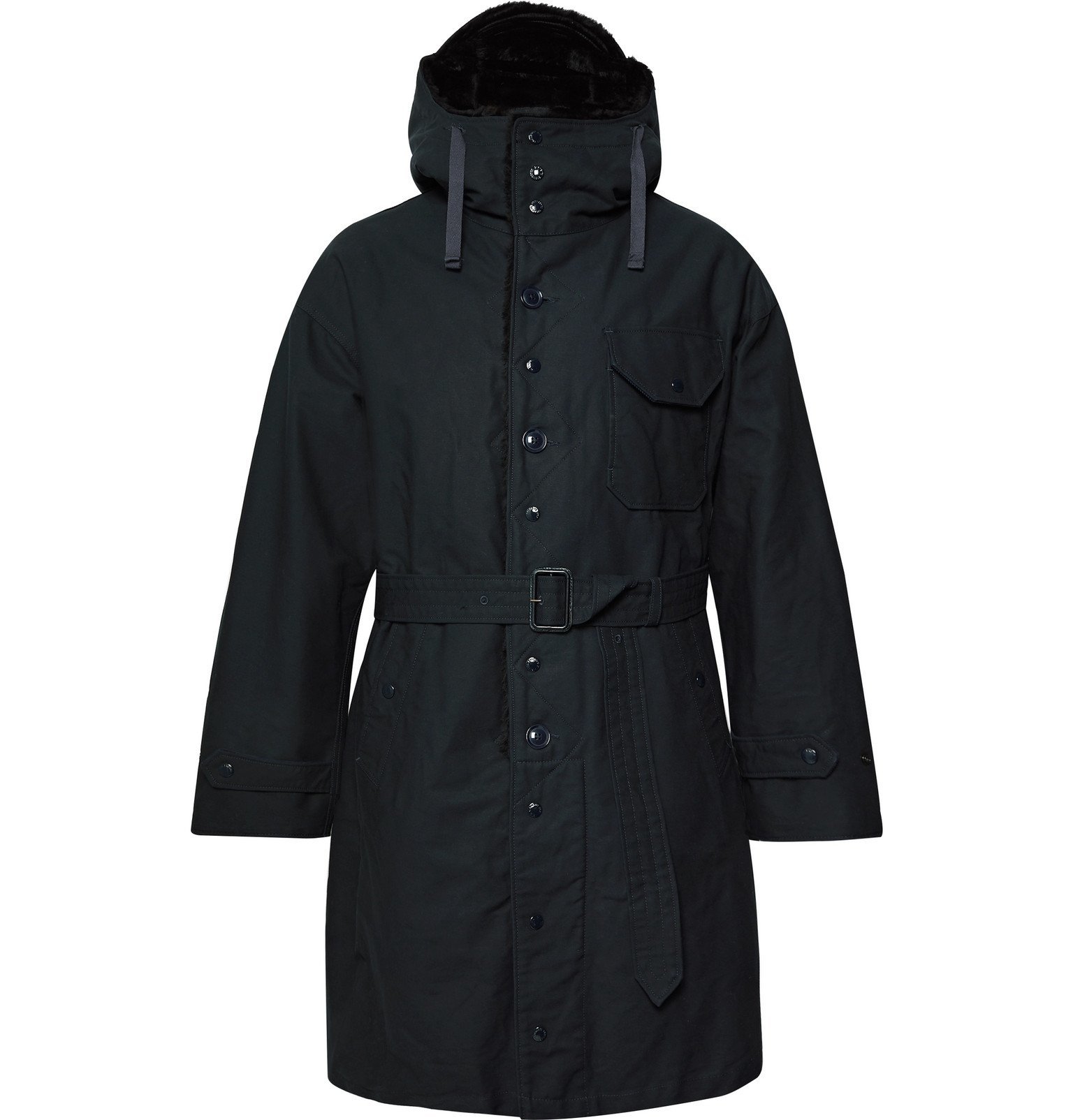 Engineered Garments - Faux Fur-Lined Cotton-Canvas Hooded Parka - Blue ...