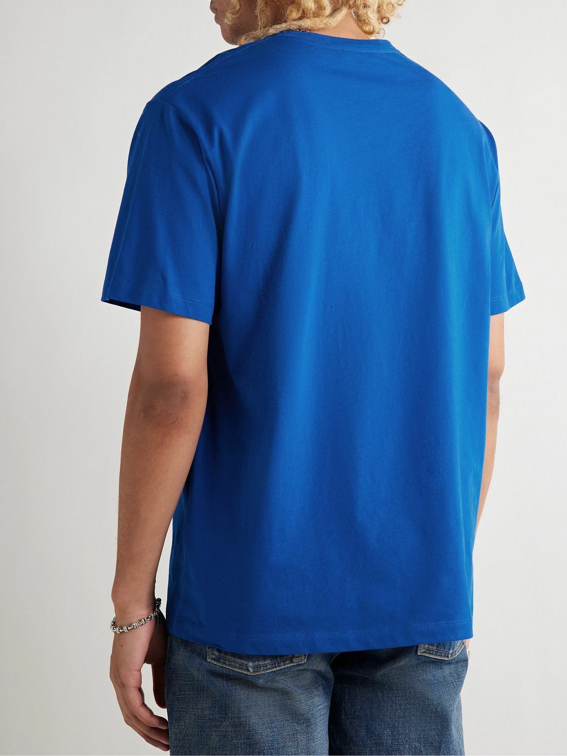 Balmain - Logo-Print Cotton-Jersey T-Shirt - Blue Balmain