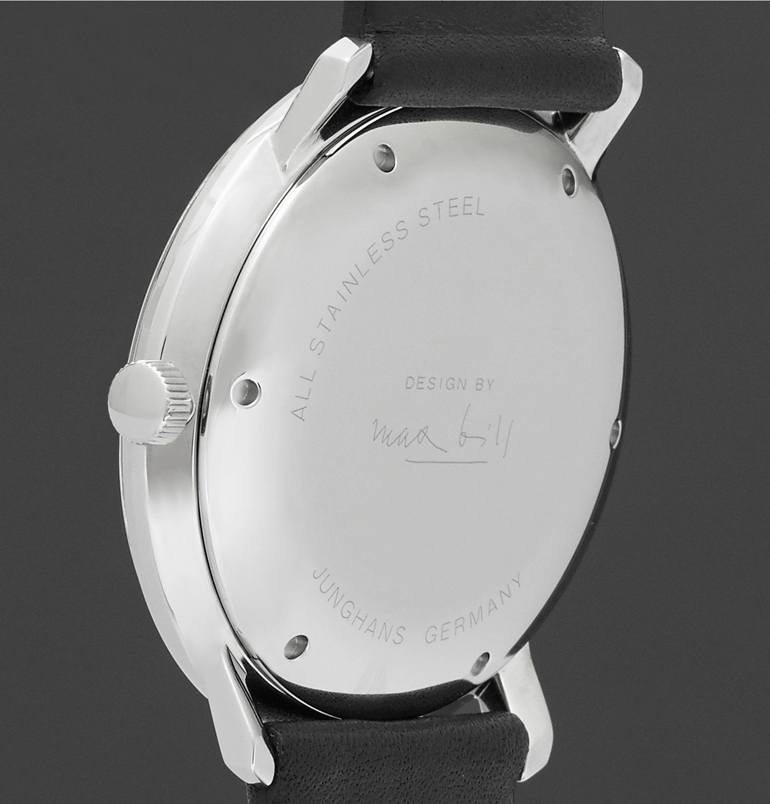 Junghans - Max Bill Automatic 40mm Stainless Steel and Leather Watch ...