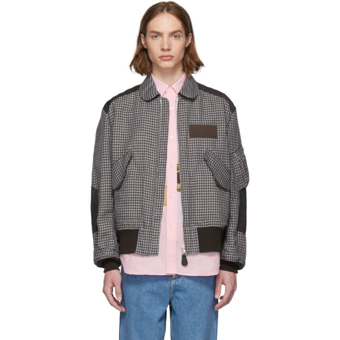 Junya Watanabe Grey Linen Check Jacket Junya Watanabe