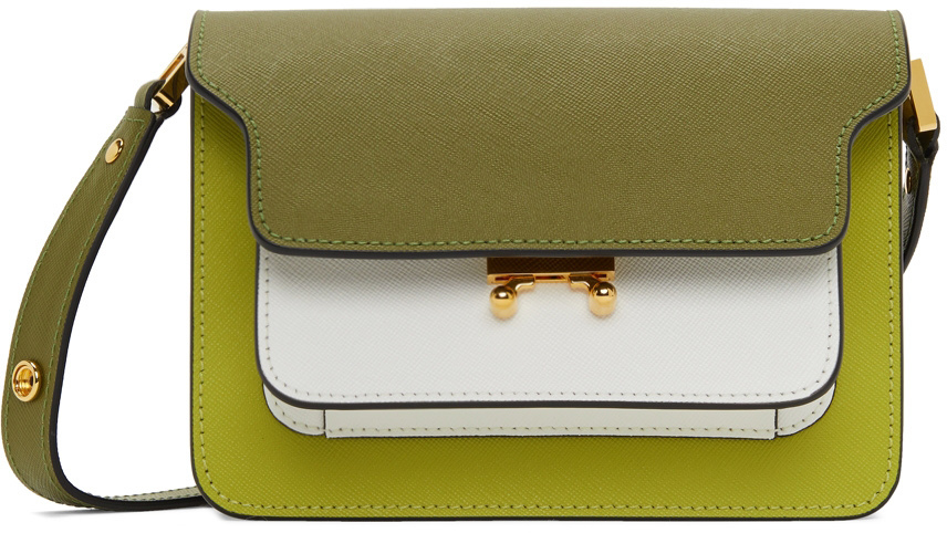 Marni Khaki & White Mini Tri Trunk Bag Marni