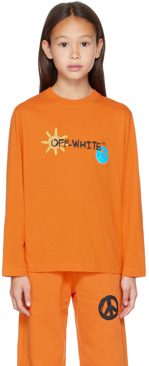 Off-White Kids Orange Sun & Peace Long Sleeve T-Shirt Off-White