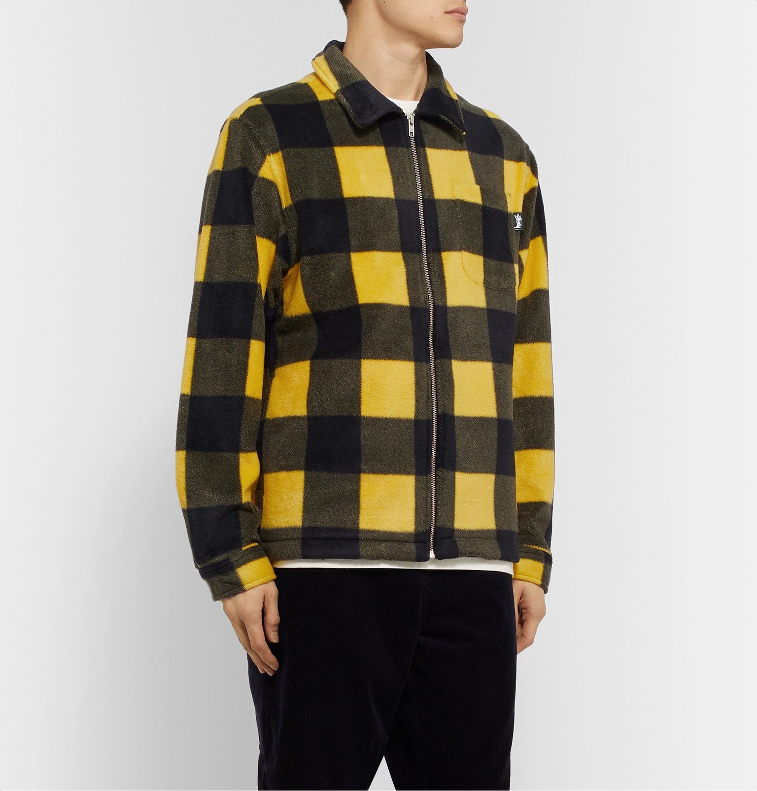 Stüssy - Checked Fleece Overshirt - Yellow Stussy