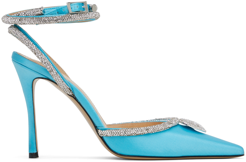 MACH & MACH Blue Crystal Heart Heels MACH & MACH