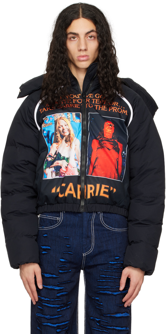 JW Anderson Black 'Carrie' Poster Puffer Jacket JW Anderson