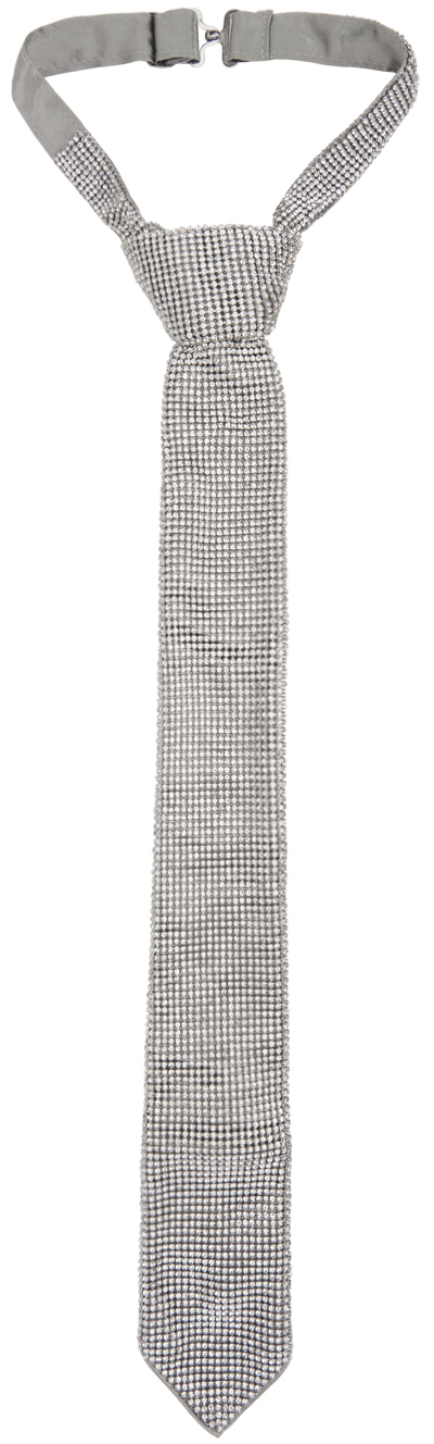 KARA White Crystal Mesh Tie Kara