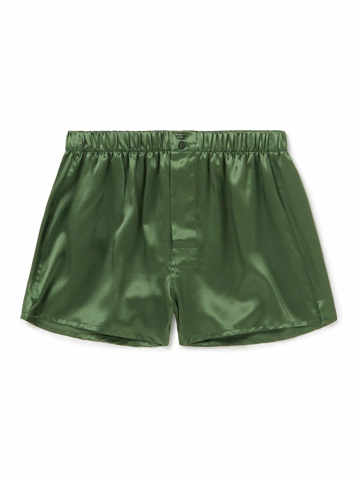 Rubinacci - Silk-Satin Boxer Shorts - Green Rubinacci