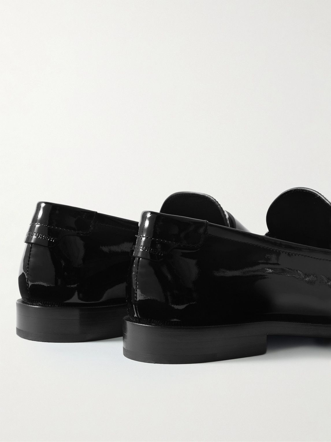 SAINT LAURENT - Le Loafer Monogram Logo-Appliquéd Patent-Leather Penny ...