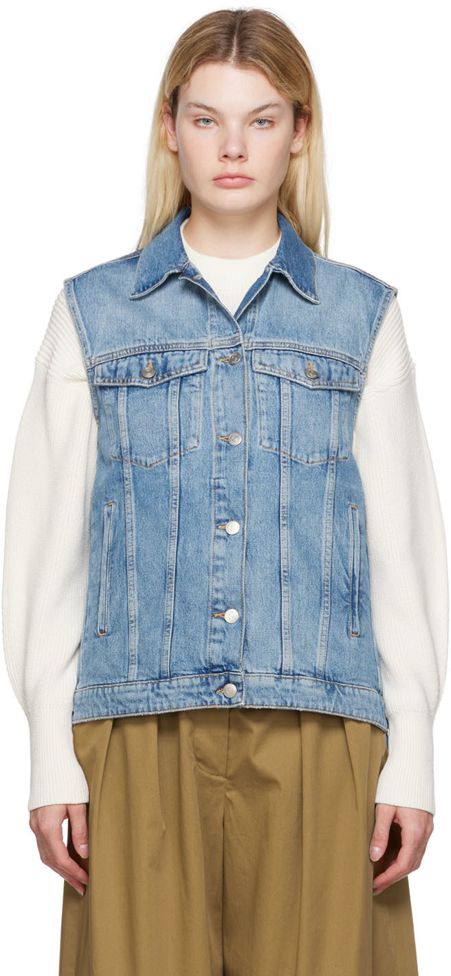 Boss Blue Faded Denim Vest BOSS