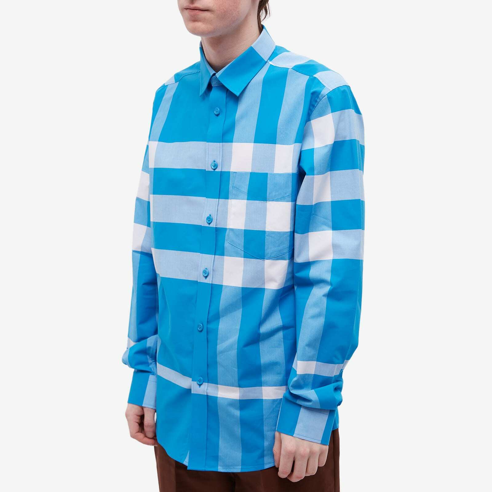 Burberry Men's Somerton Large Check Shirt in Vivid Blue Ip Check Burberry