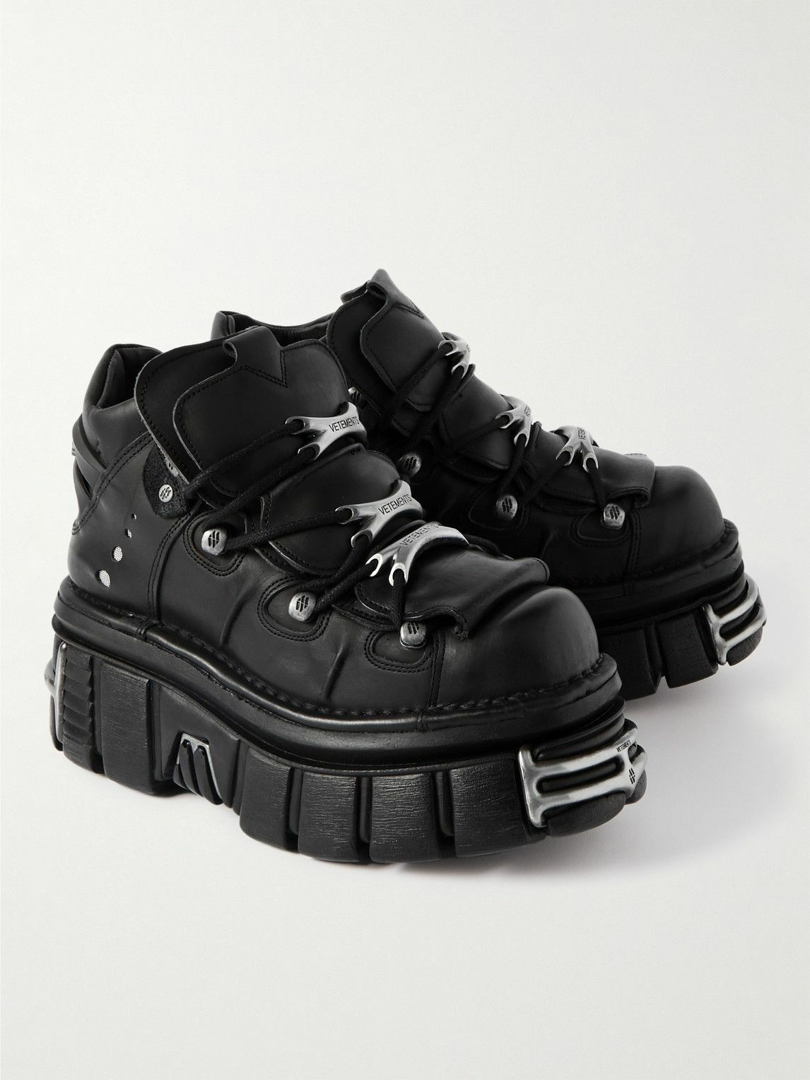 VETEMENTS - New Rock Embellished Platform Sneakers - Black Vetements