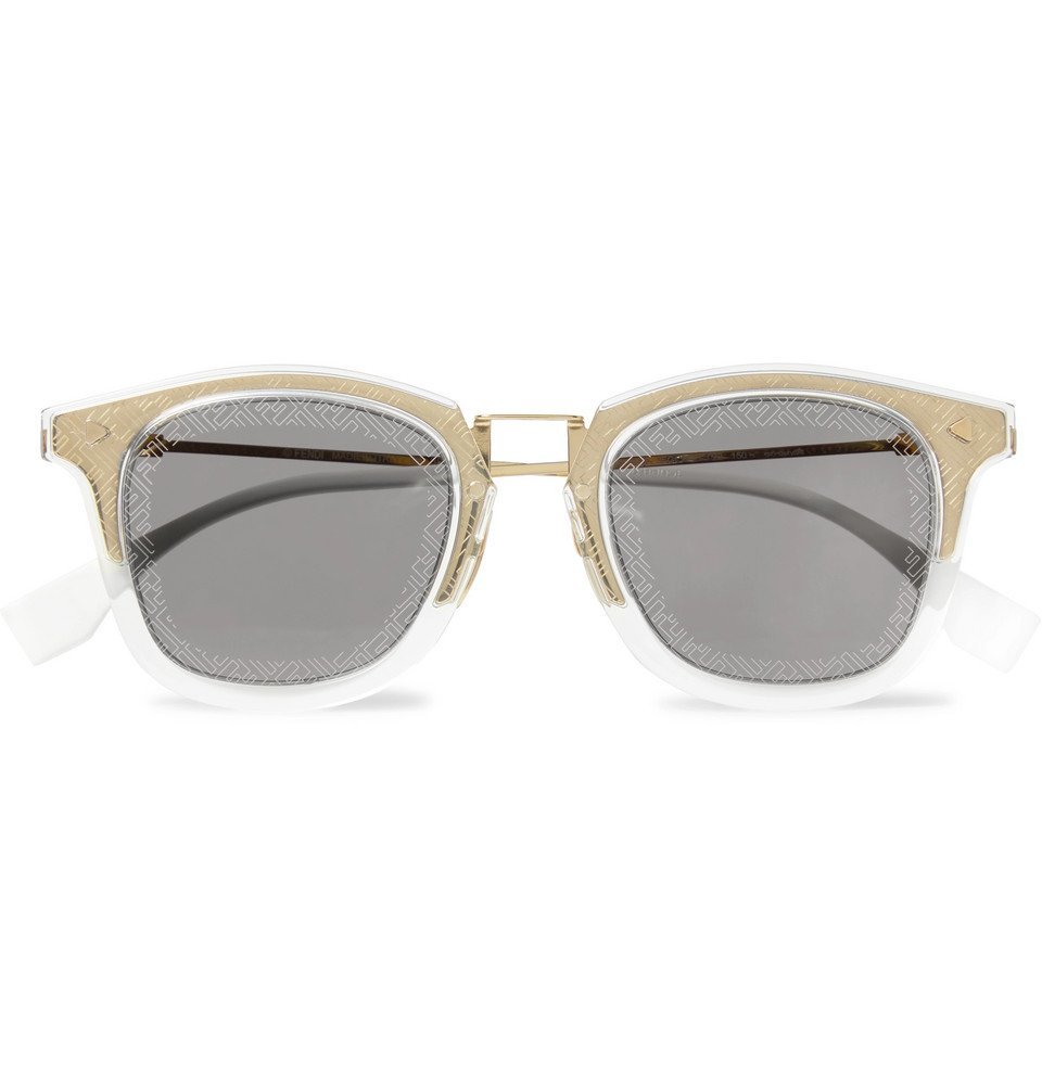 Fendi - D-Frame Acetate and Gold-Tone Logo-Print Sunglasses - Gold Fendi