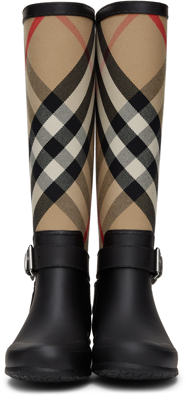 Burberry Black Vintage Check Simeon Rain Boot Burberry
