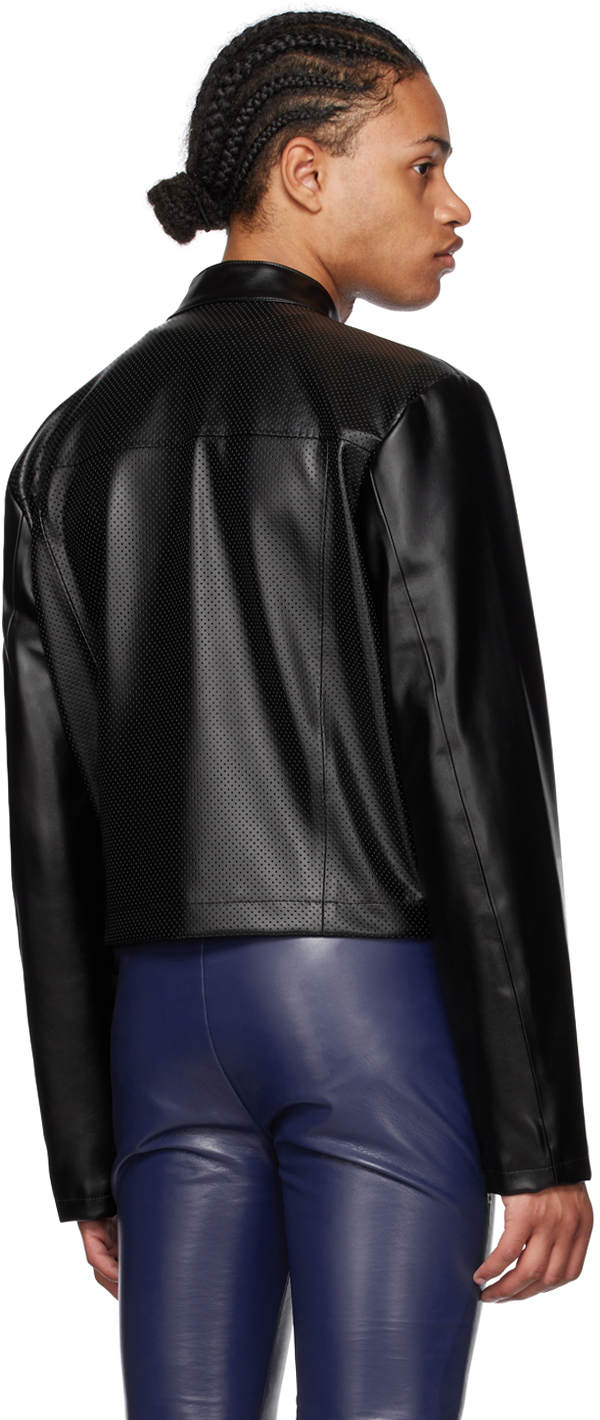 Mowalola Black Perforated Faux-Leather Jacket Mowalola