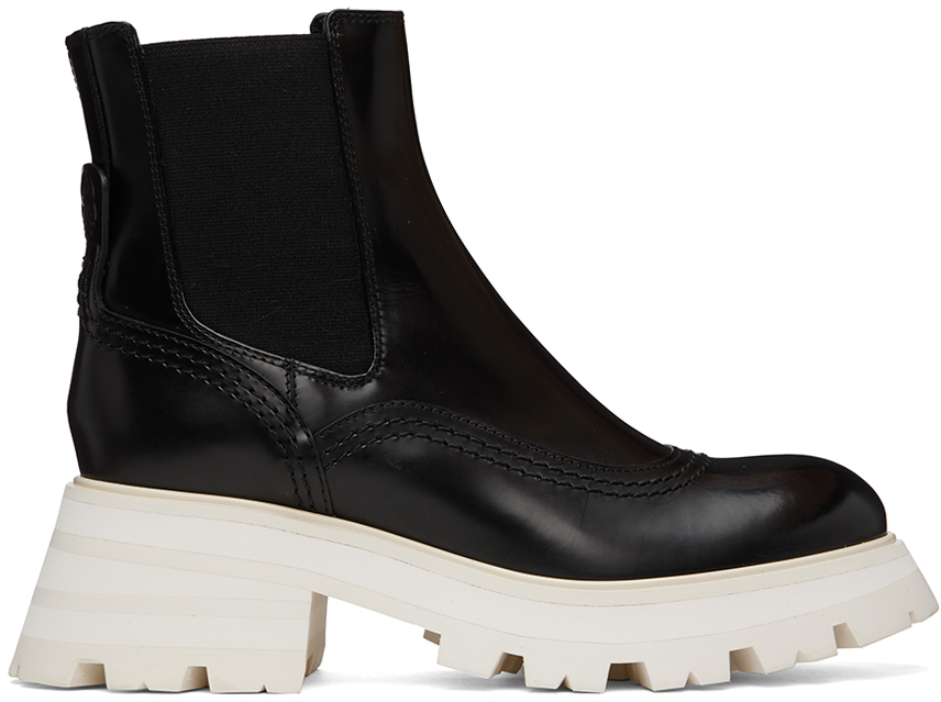 Alexander McQueen Black & White Wander Chelsea Boots Alexander McQueen