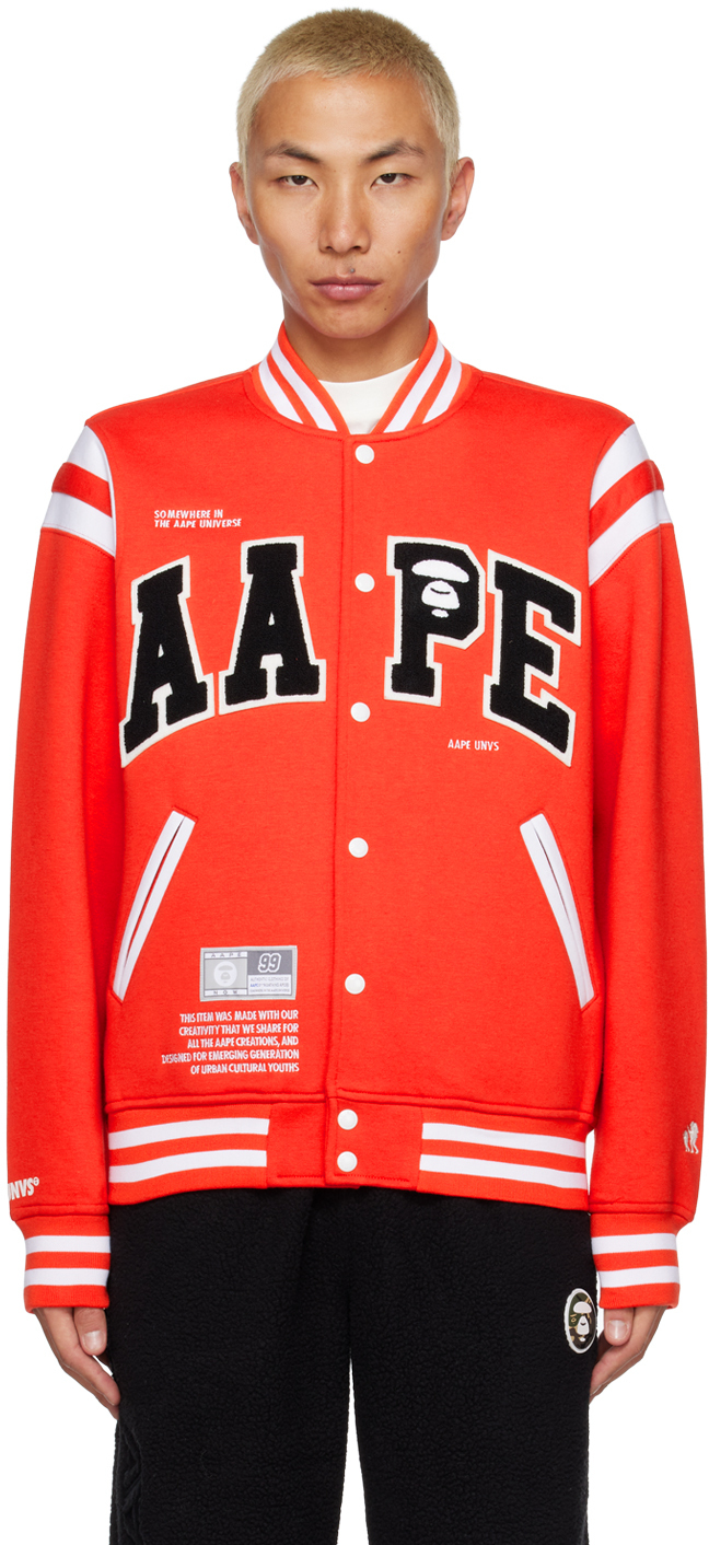AAPE by A Bathing Ape Red Patch Bomber Jacket AAPE by A Bathing Ape