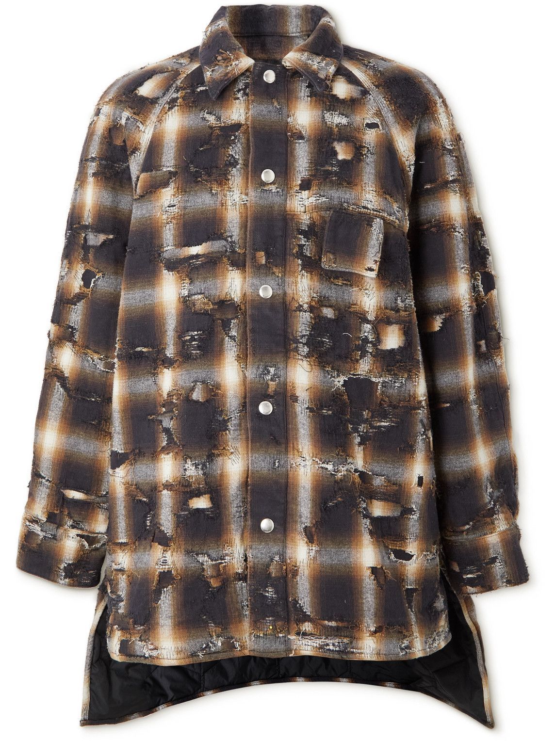 Givenchy - Distressed Checked Quilted Cotton-Flannel Shirt Jacket - Brown Givenchy