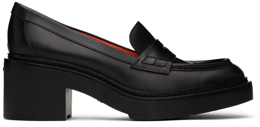 Santoni Black Loafer Heels Santoni